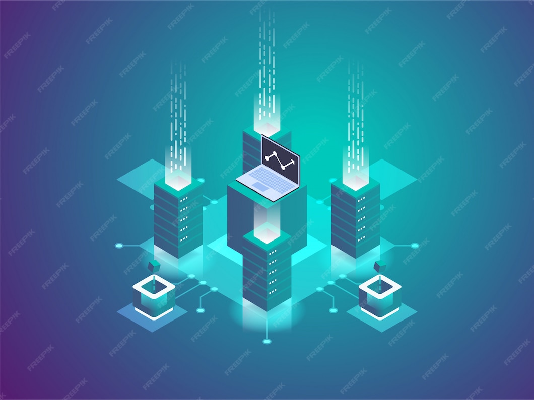 Premium Vector Server Room Rack Blockchain Technology Token Api