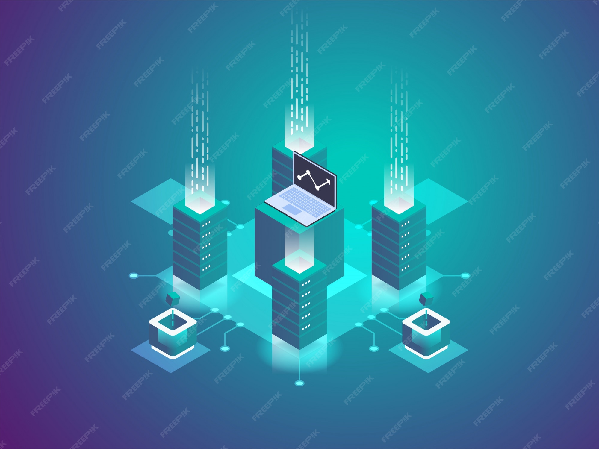 Premium Vector Server Room Rack Blockchain Technology Token Api