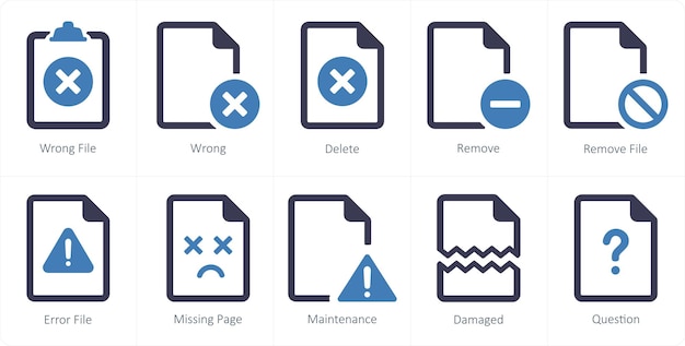 Premium Vector | A set of 10 File icons as wrong file wrong delete Premium Vector | A set of 10 File icons as wrong file wrong delete