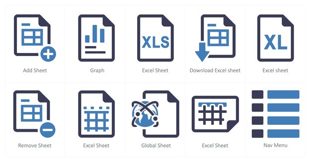 Premium Vector | A set of 10 mix icons as add sheet graph excel sheet Premium Vector | A set of 10 mix icons as add sheet graph excel sheet