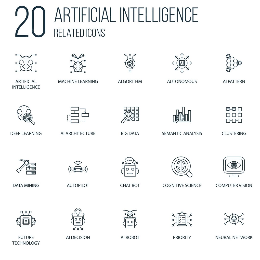 Premium Vector | Set of 20 Artificial Intelligence Related line Icons ...