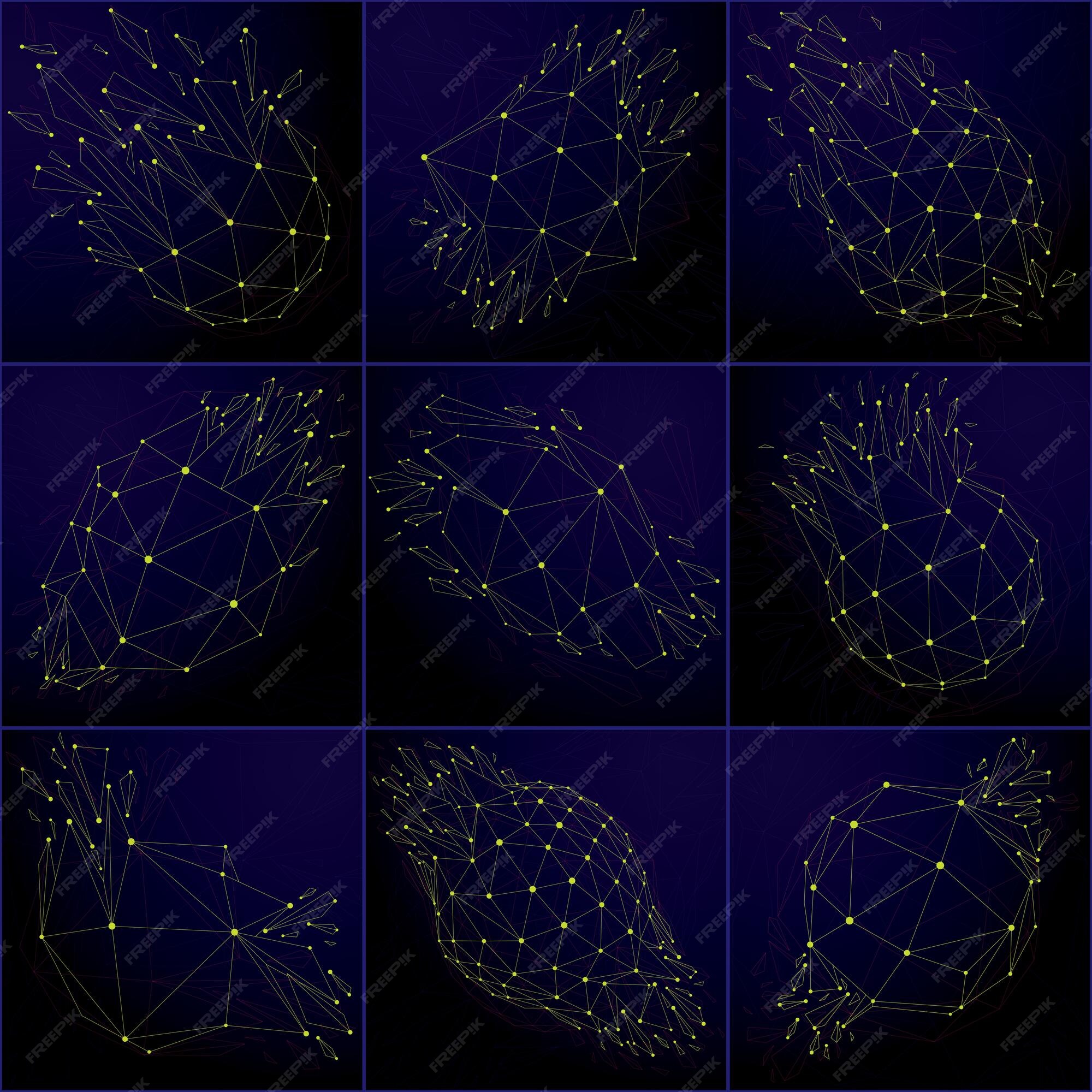 Premium Vector Set Of 3d Vector Digital Wireframe Objects Broken Into Different Particles And