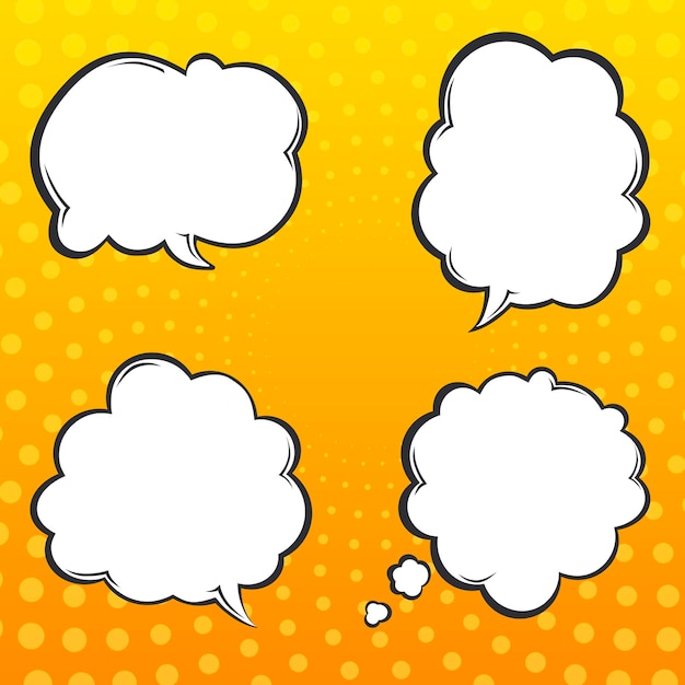 Premium Vector | Set of 4 speech bubbles dialog clouds Premium Vector | Set of 4 speech bubbles dialog clouds