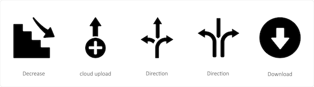 Premium Vector | A set of 5 arrows icons such as decrease cloud upload