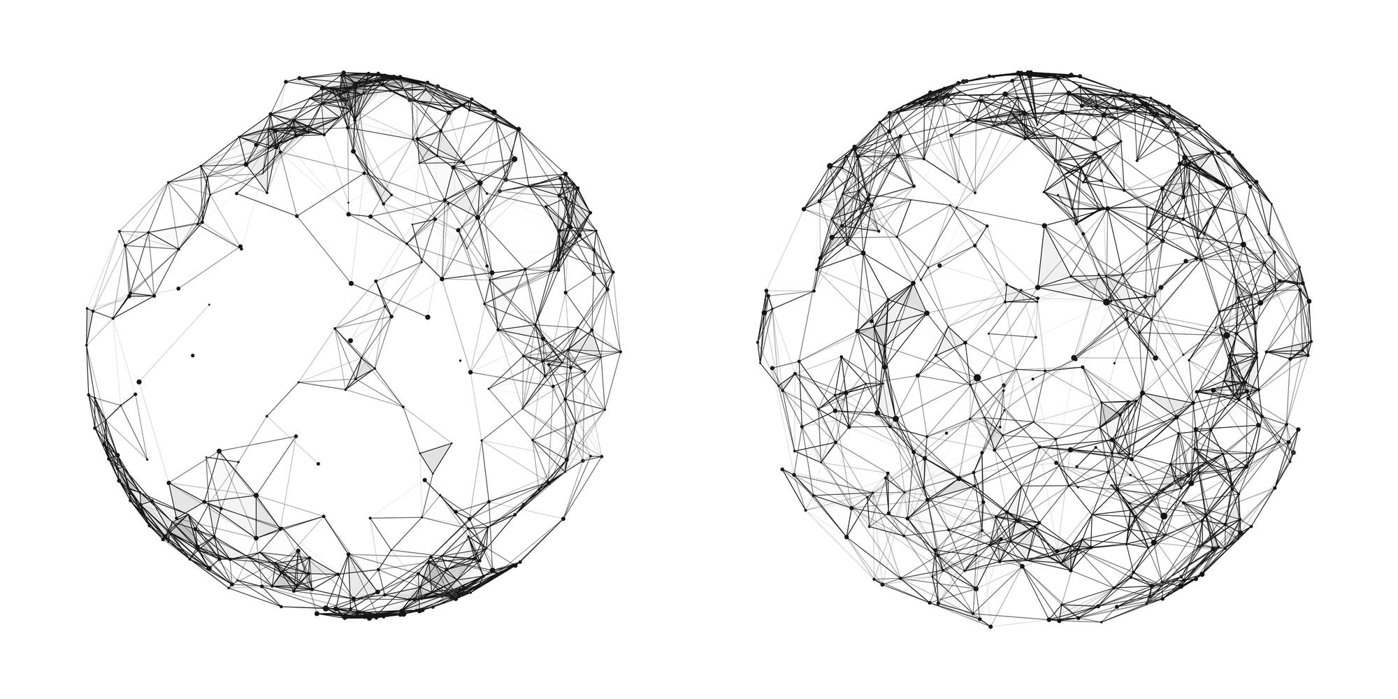 Premium Vector Set Of Abstract Spheres From Points And Lines On A White Background Network