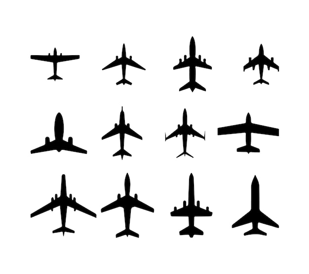 Set of airplane silhouette vector illustration | Premium AI-generated ... Set of airplane silhouette vector illustration | Premium AI-generated ...