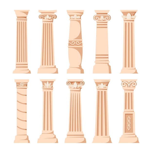 Premium Vector | Set of Antique Pillars Isolated On White Background ... Premium Vector | Set of Antique Pillars Isolated On White Background ...