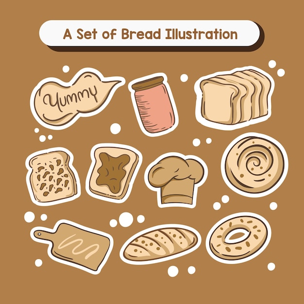 Premium Vector | Set of bakery stickers with pastries and bread Premium Vector | Set of bakery stickers with pastries and bread
