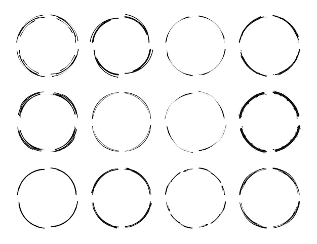 Premium Vector | Set of black circle vector grunge frames Premium Vector | Set of black circle vector grunge frames