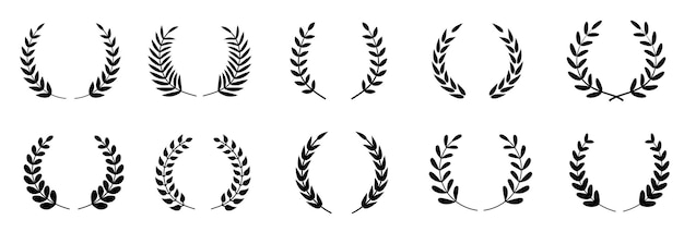 Premium Vector | Set of black circular foliate laurels branches vector ... Premium Vector | Set of black circular foliate laurels branches vector ...