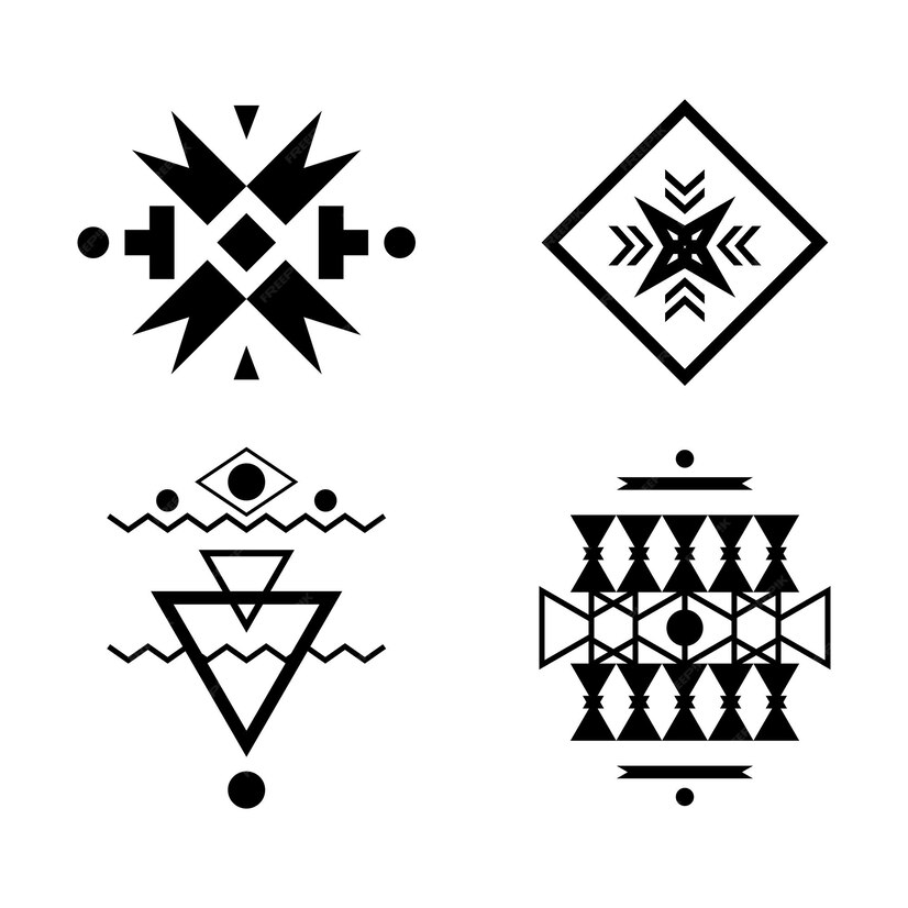 Premium Vector | Set of black ethnic geometric patterns Premium Vector | Set of black ethnic geometric patterns
