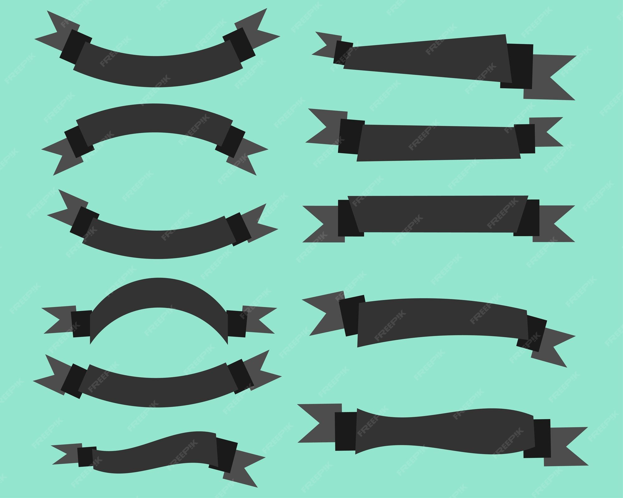 Premium Vector | Set of black ribbon banner design. Premium Vector | Set of black ribbon banner design.