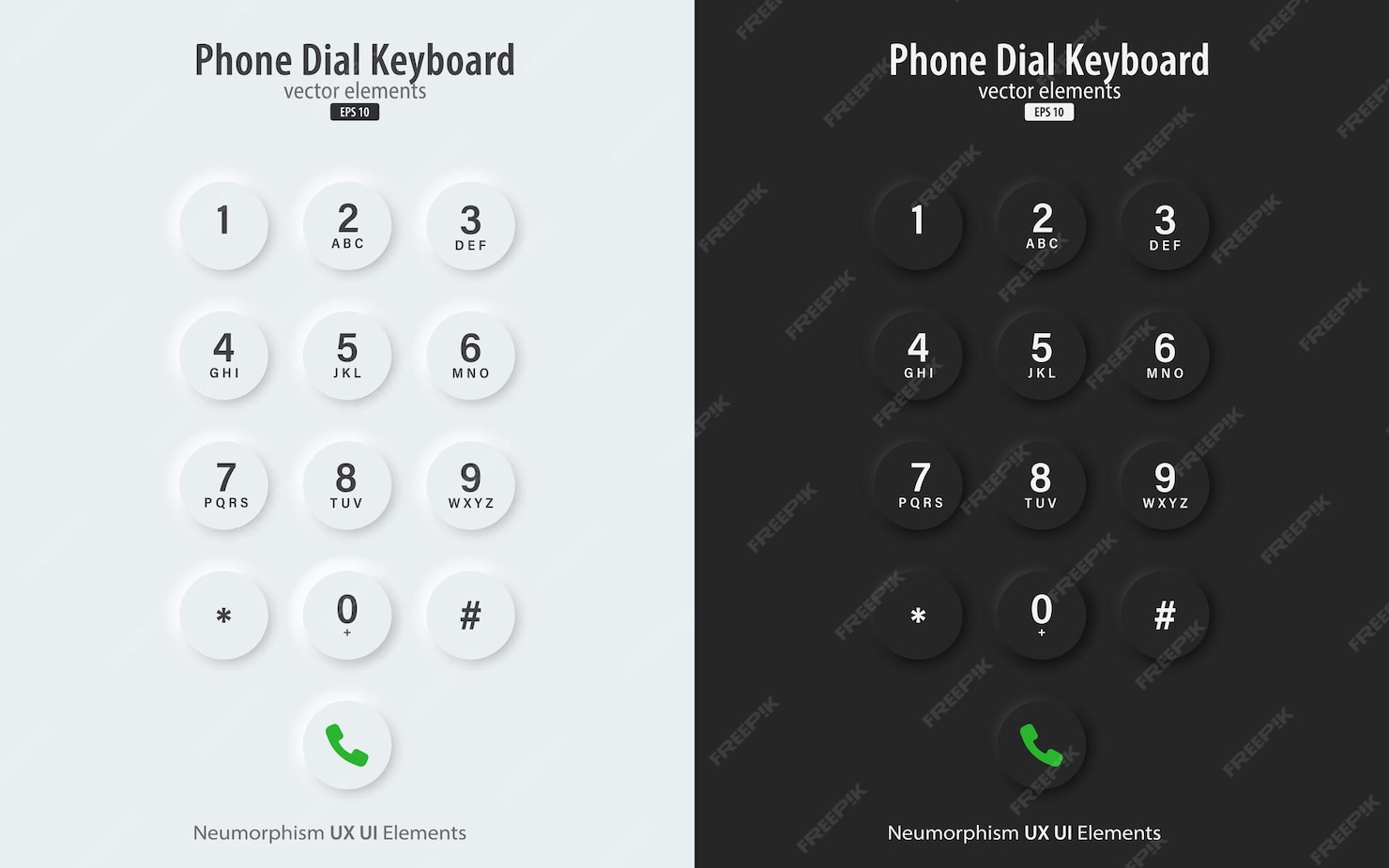 Premium Vector | Set of black and white smartphone dial keypad design ...
