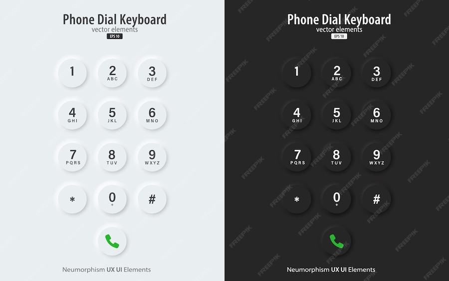 Premium Vector | Set of black and white smartphone dial keypad design ...