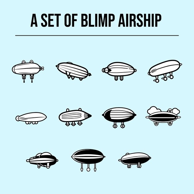 Premium Vector | Set of blimp airship vector icon illustration Premium Vector | Set of blimp airship vector icon illustration