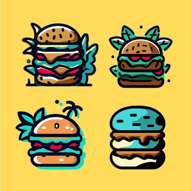 Premium Vector | Set of burger vector illustration Premium Vector | Set of burger vector illustration