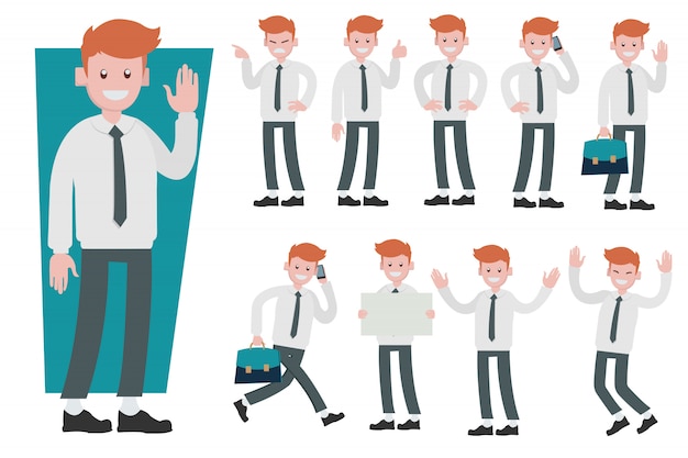 Premium Vector | Set of businessman cartoon character design Premium Vector | Set of businessman cartoon character design