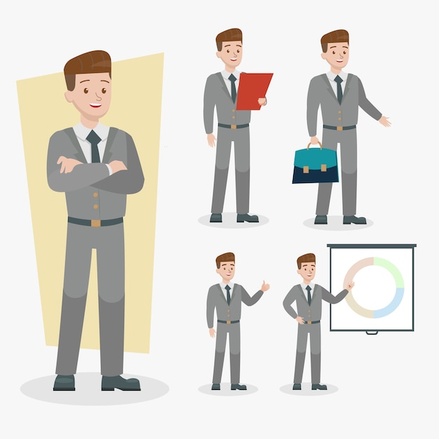 Premium Vector | Set of businessman cartoon character design Premium Vector | Set of businessman cartoon character design