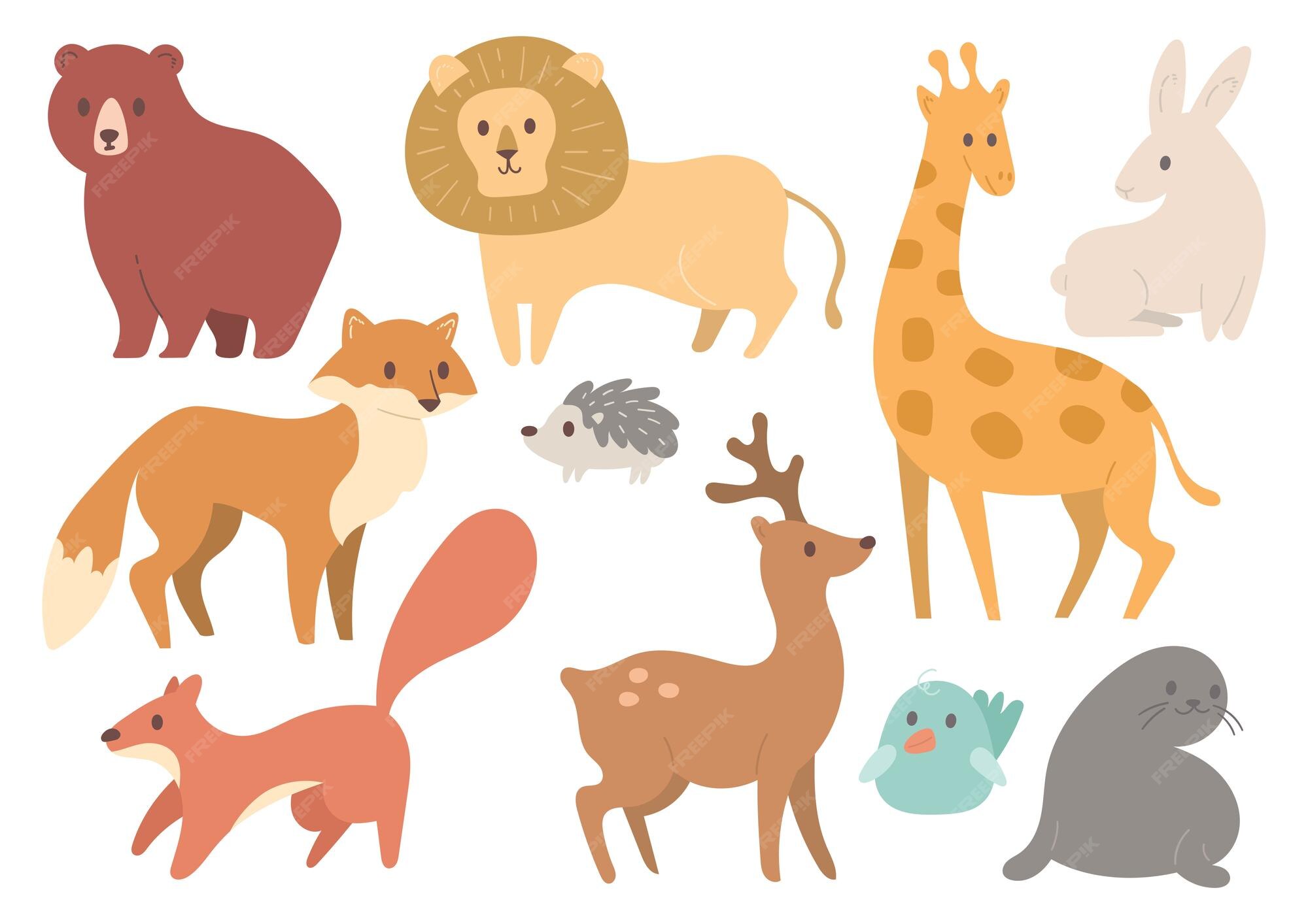 Premium Vector | Set of cartoon animals in flat style illustration Premium Vector | Set of cartoon animals in flat style illustration