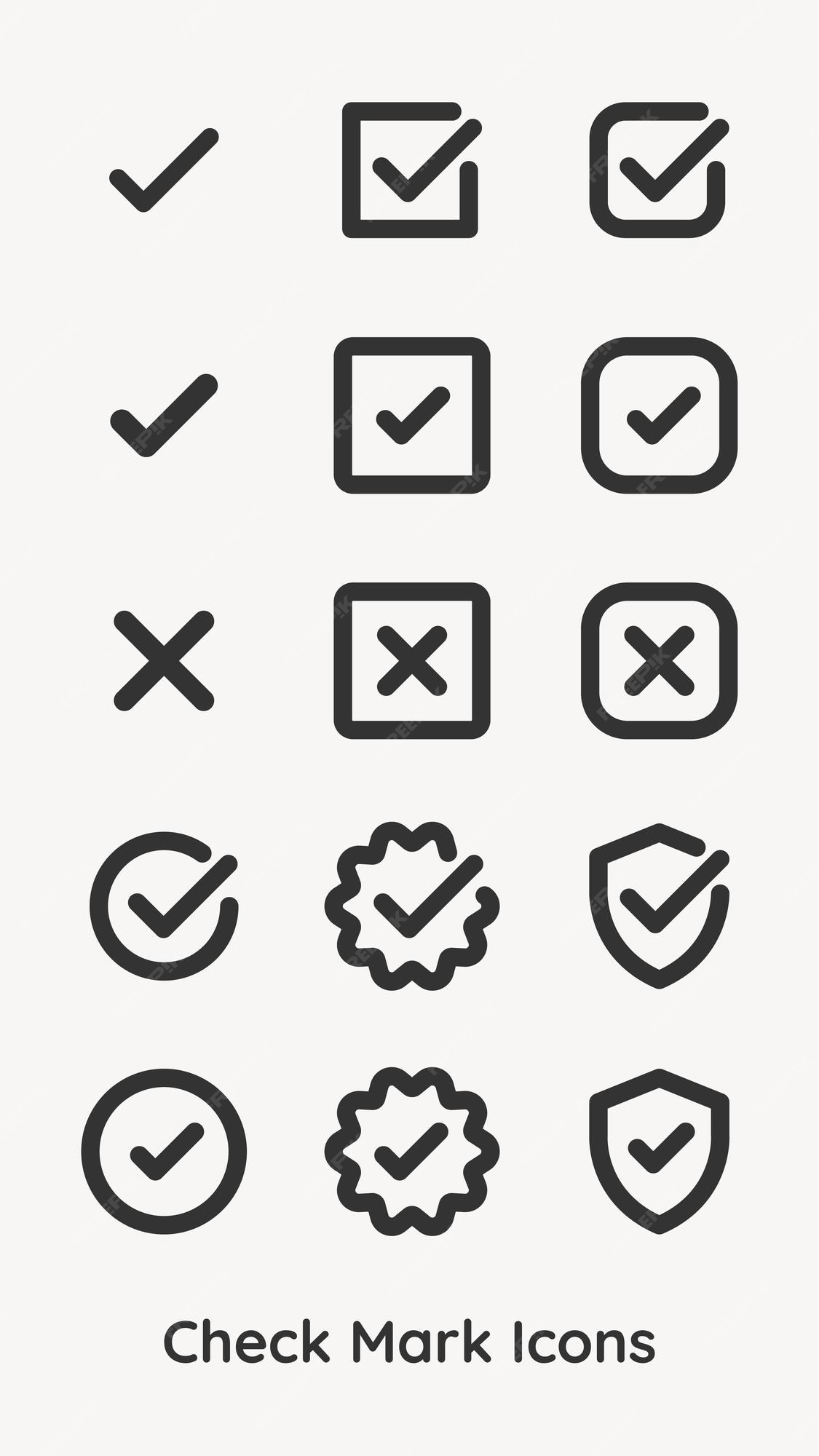 Set of check mark icons Includes check marks in boxes circles and shields Check mark icons for ...