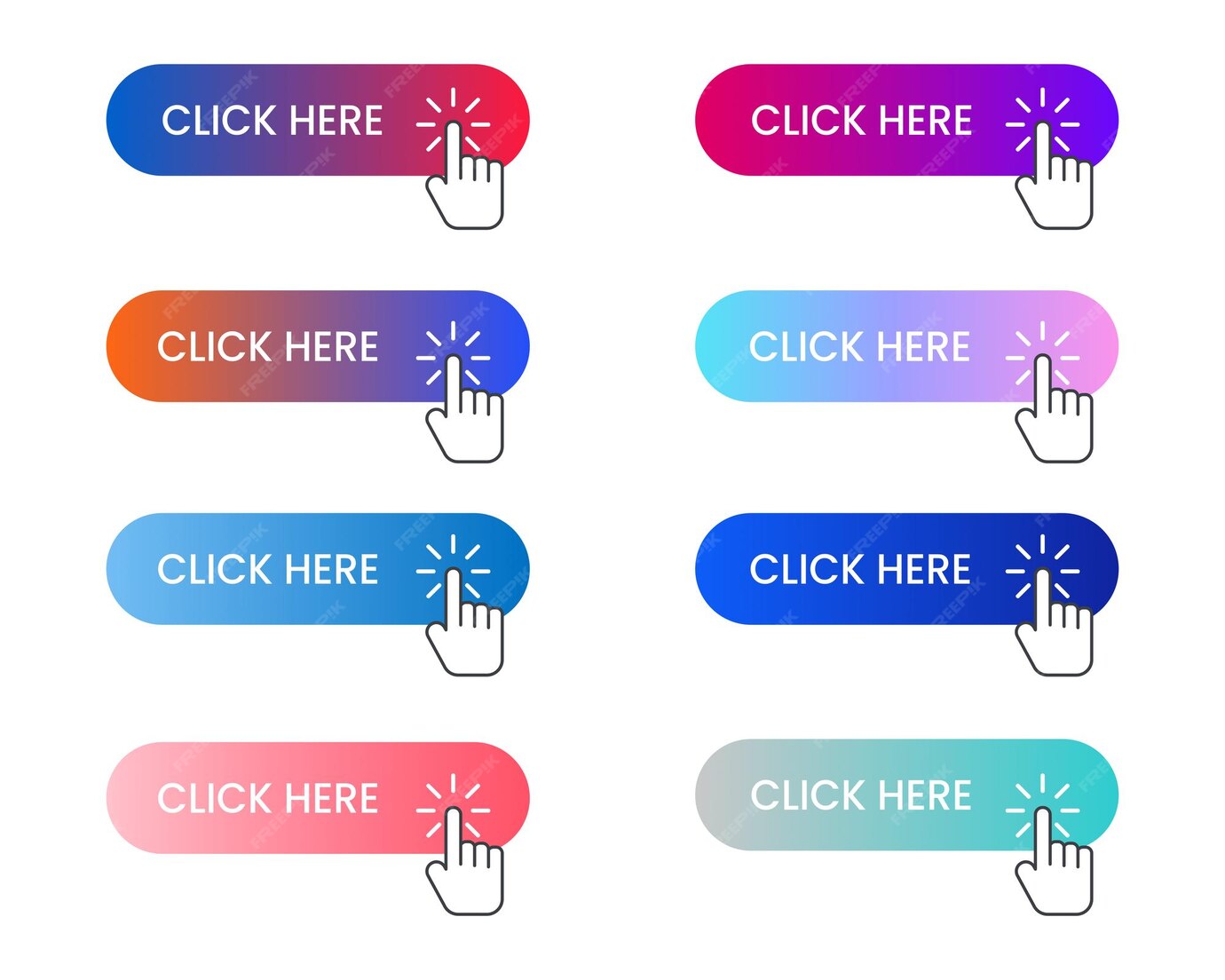 Premium Vector | Set of click here button. click here, apply, buttons hand pointer clicking with ...