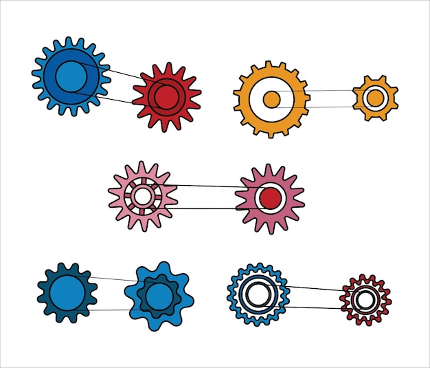 Premium Vector | Set of colorful gear vector Premium Vector | Set of colorful gear vector