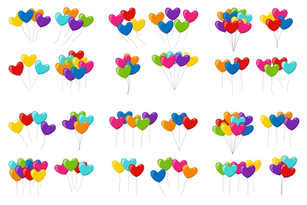 Premium Vector | Set of colorful helium balloons Premium Vector | Set of colorful helium balloons