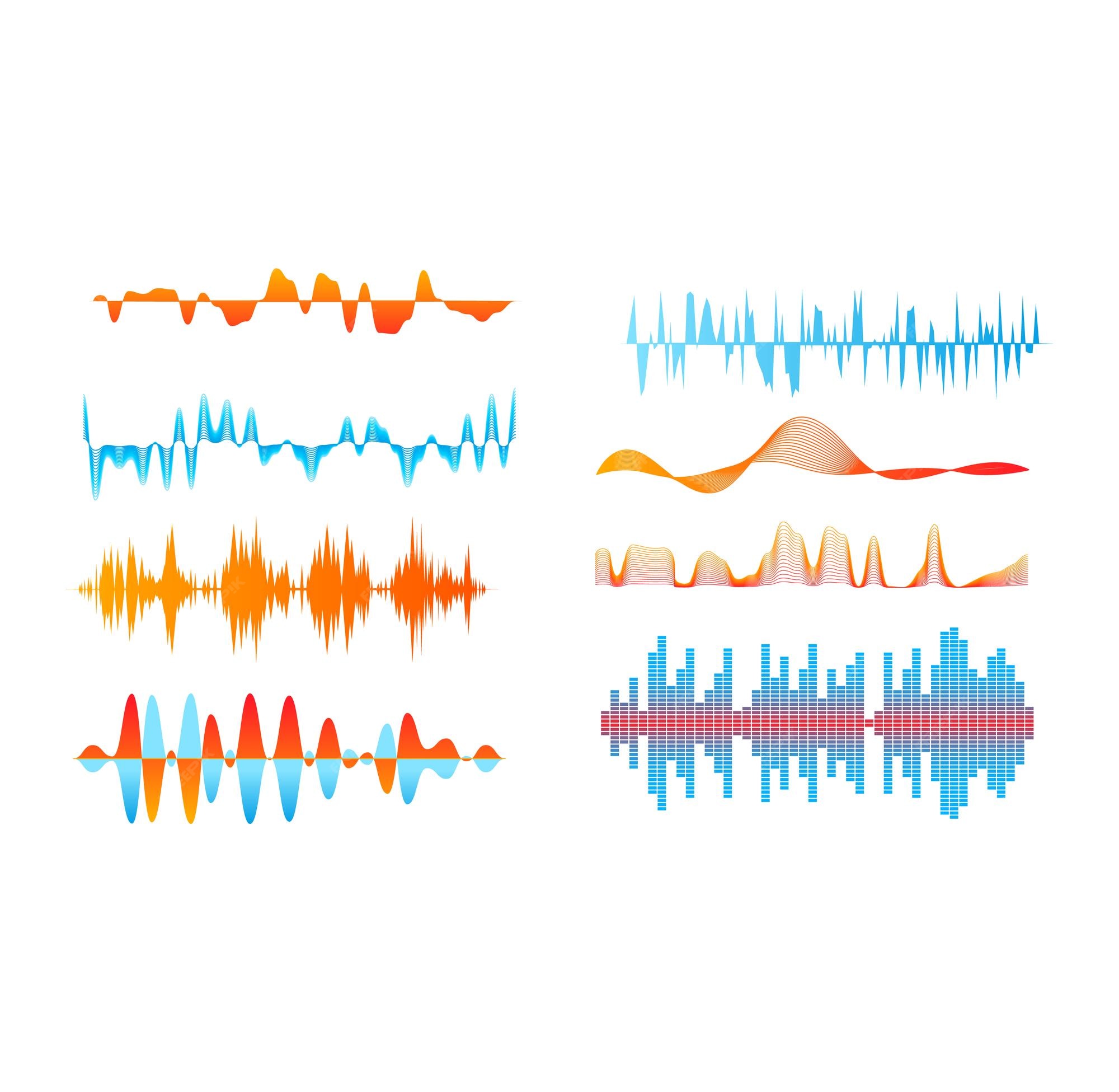 Premium Vector | Set of colorful sound waves on white background audio ... Premium Vector | Set of colorful sound waves on white background audio ...