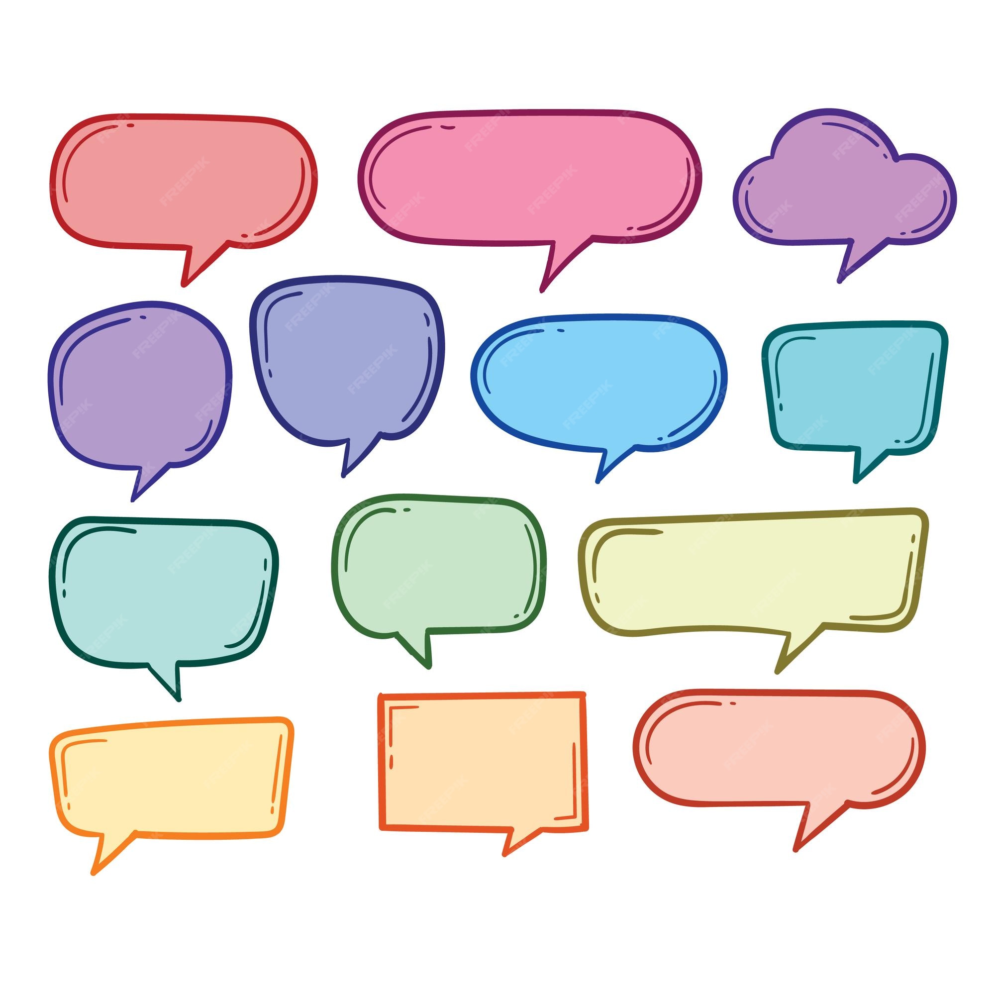 Premium Vector Set Of Colorful Speech Bubbles Premium Vector