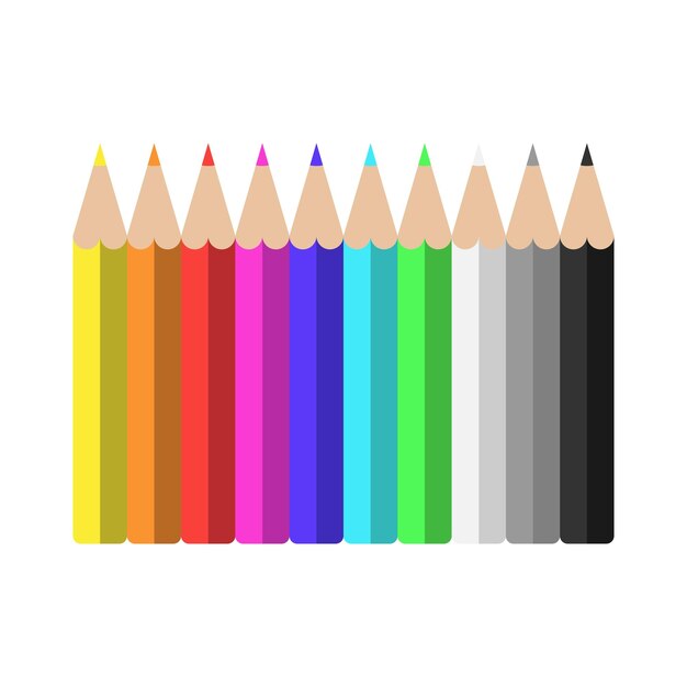 Premium Vector | Set of colorful vector pencils on white background Premium Vector | Set of colorful vector pencils on white background