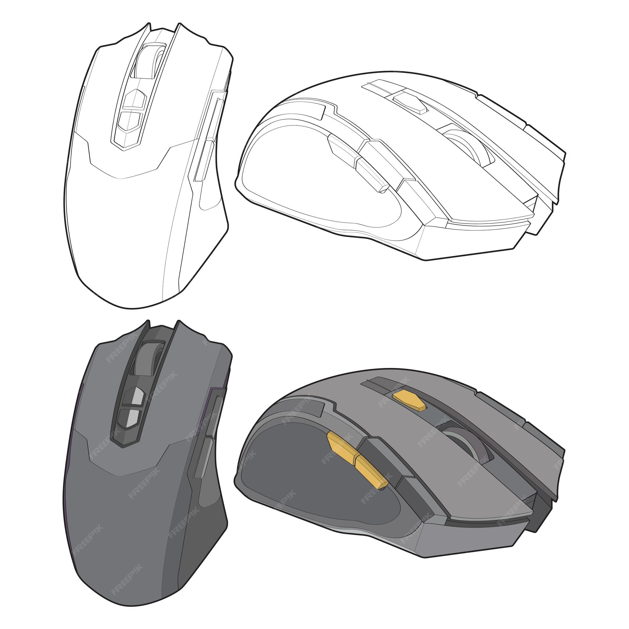 Premium Vector Set Of Coloring Computer Mouse Outline Drawing Vector Computer Mouse In A