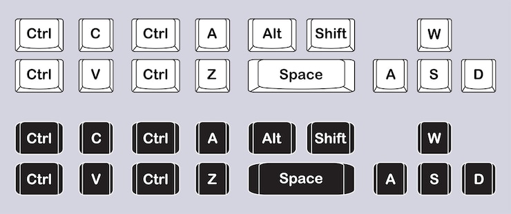 Premium Vector Set Of Computer Key Combinations Command Set Icons Computer Keyboard Button Set
