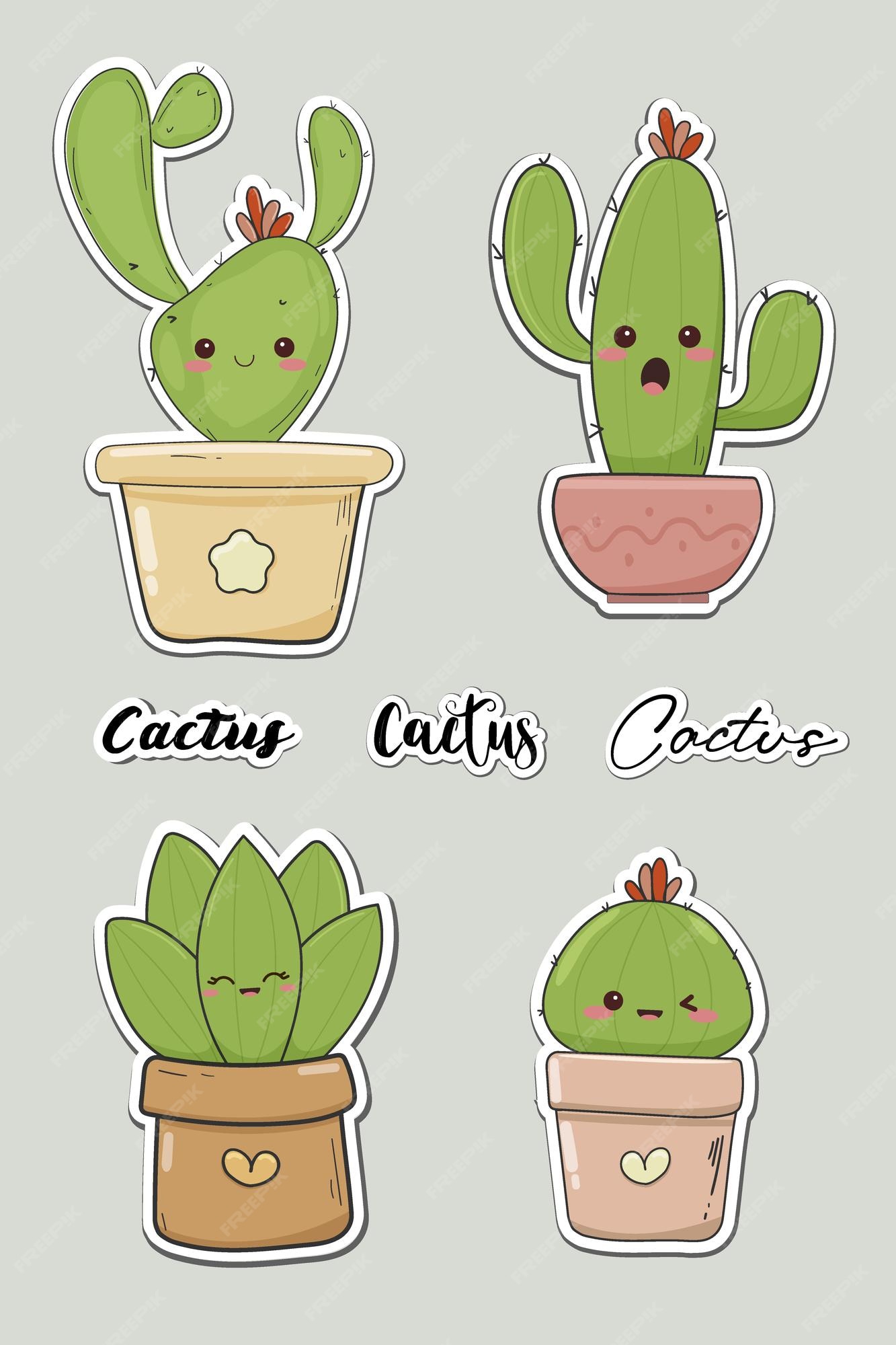 Premium Vector | Set of cute cactus plant vector illustration Premium Vector | Set of cute cactus plant vector illustration