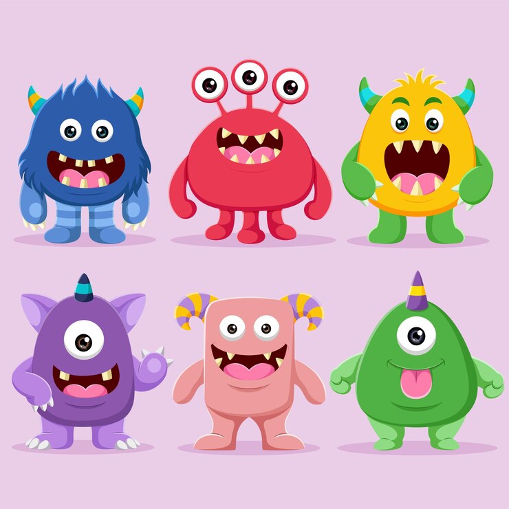Premium Vector | Set of cute monsters character illustration Premium Vector | Set of cute monsters character illustration
