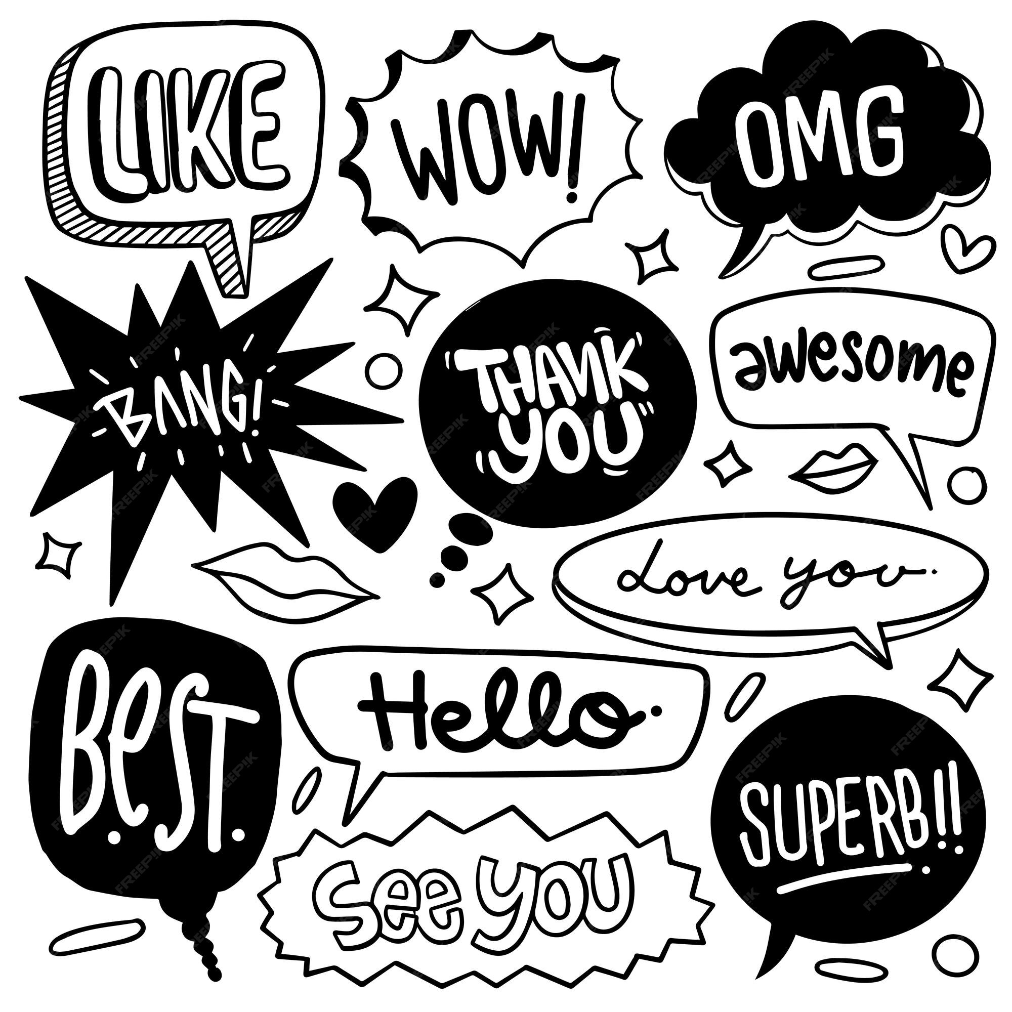 Premium Vector Set Of Cute Speech Bubble In Doodle Style Isolated On