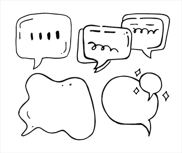 Premium Vector | Set of cute speech bubbles in doodle style Premium Vector | Set of cute speech bubbles in doodle style