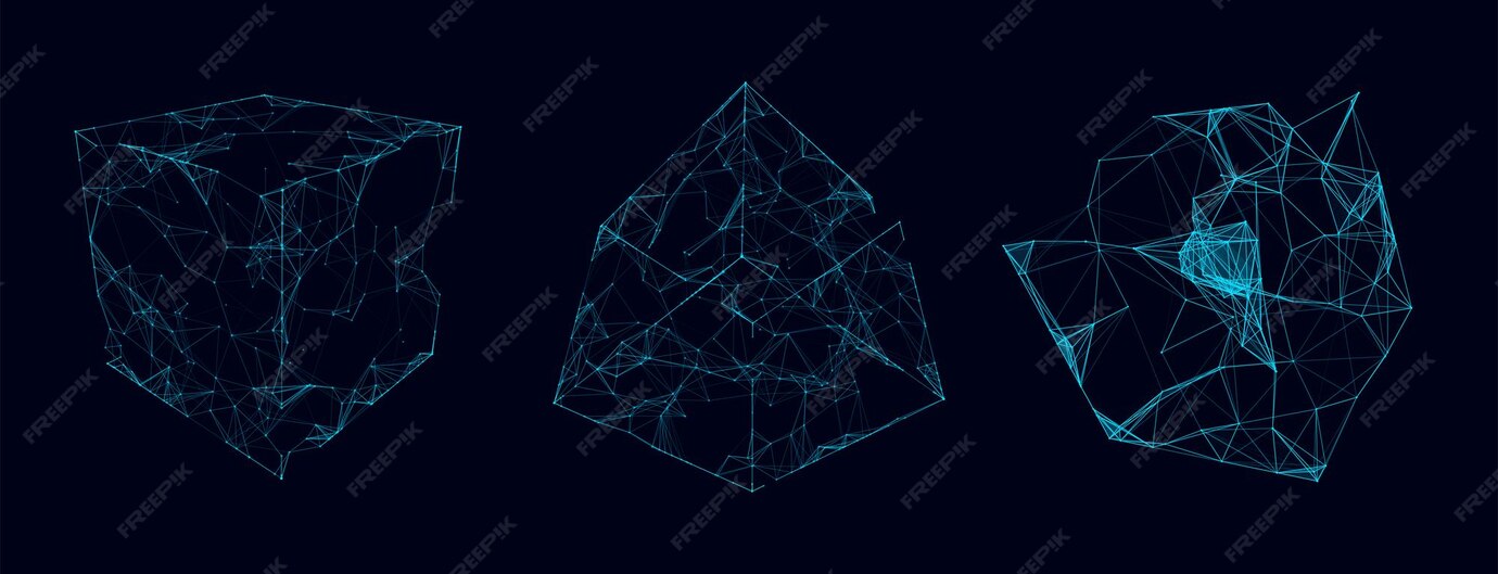 Premium Vector Set Of Deformed Wireframe Cube From Different Sides