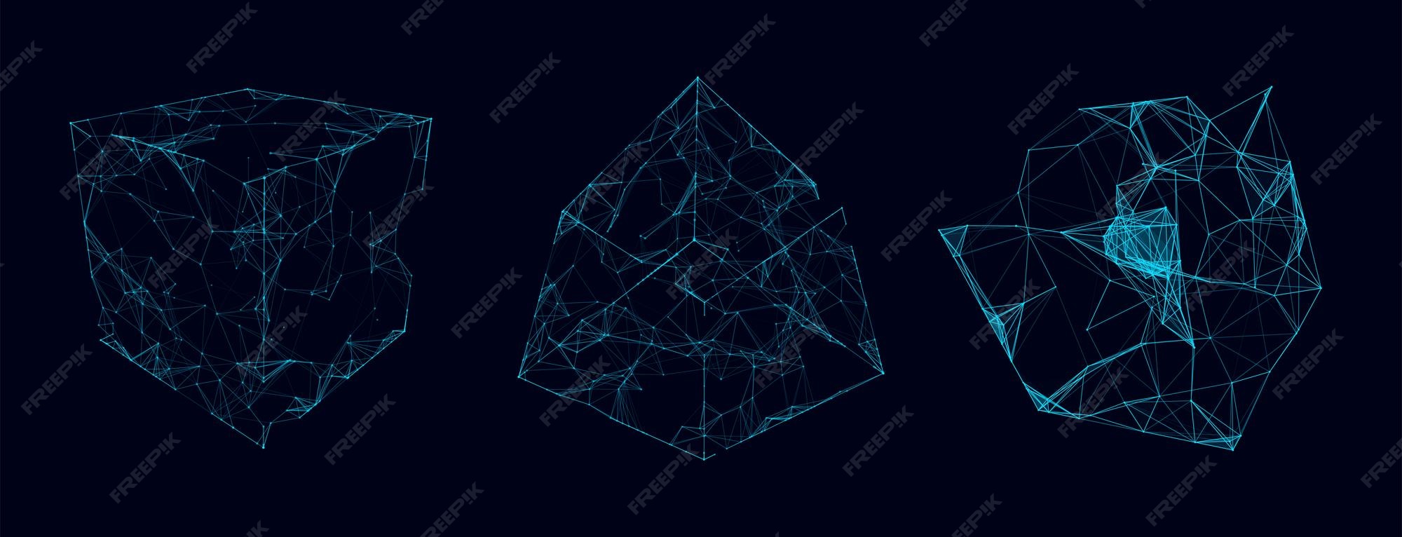 Premium Vector Set Of Deformed Wireframe Cube From Different Sides