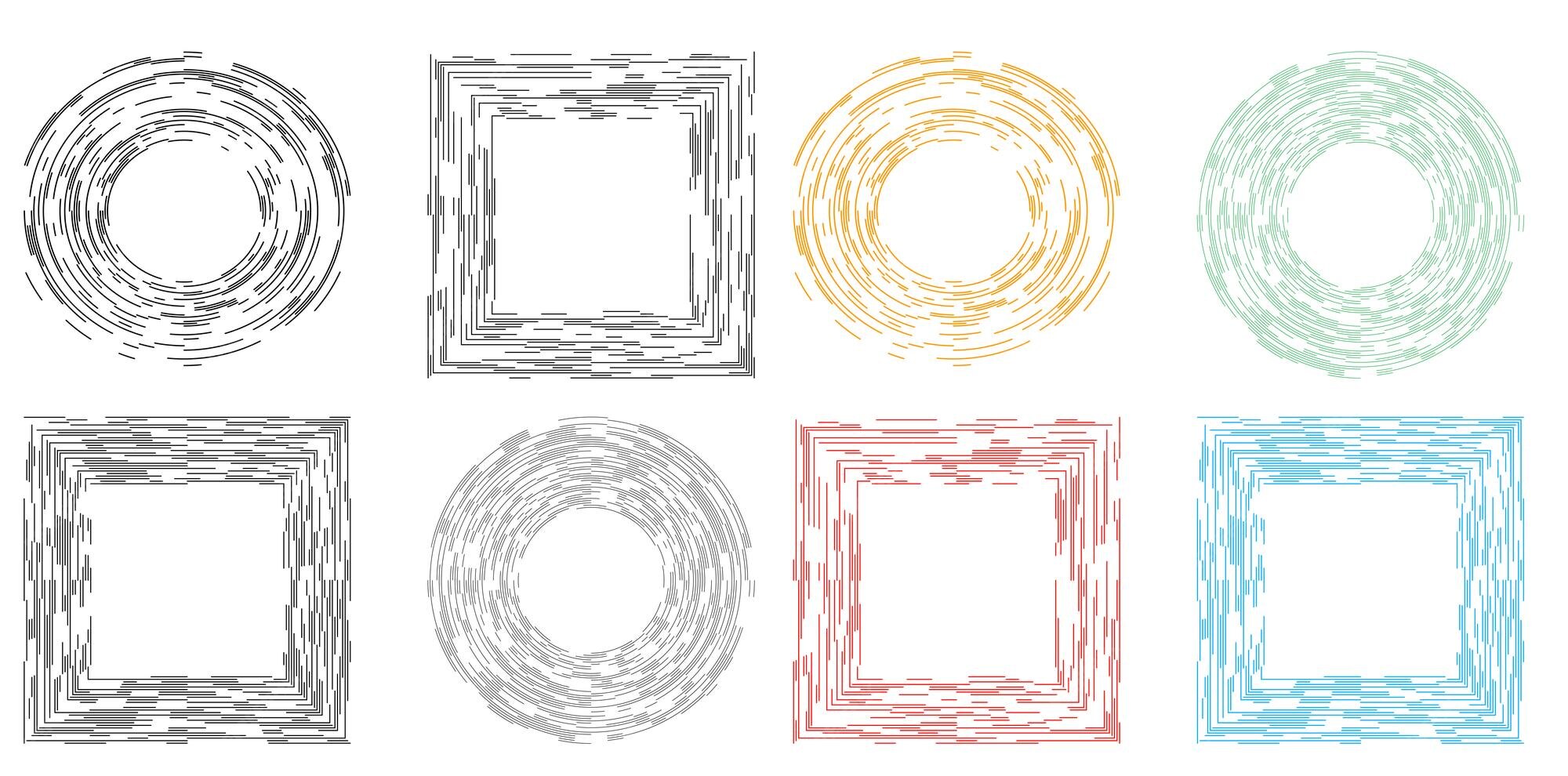 디자인 요소 기호 설정 흰색 배경에 편집 가능한 하프톤 프레임 점 원 패턴 벡터 그림 검정 임의 점이 있는 10 프레임 라운드 테두리 하프톤 원 점 텍스트를 사용하는 아이콘