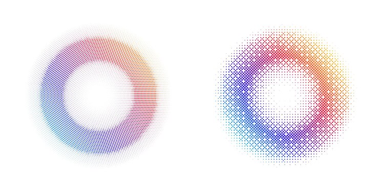 디자인 요소 기호 설정 흰색 배경에 편집 가능한 하프톤 프레임 점 원 패턴 벡터 그림 검정 임의 점이 있는 10 프레임 라운드 테두리 하프톤 원 점 텍스트를 사용하는 아이콘