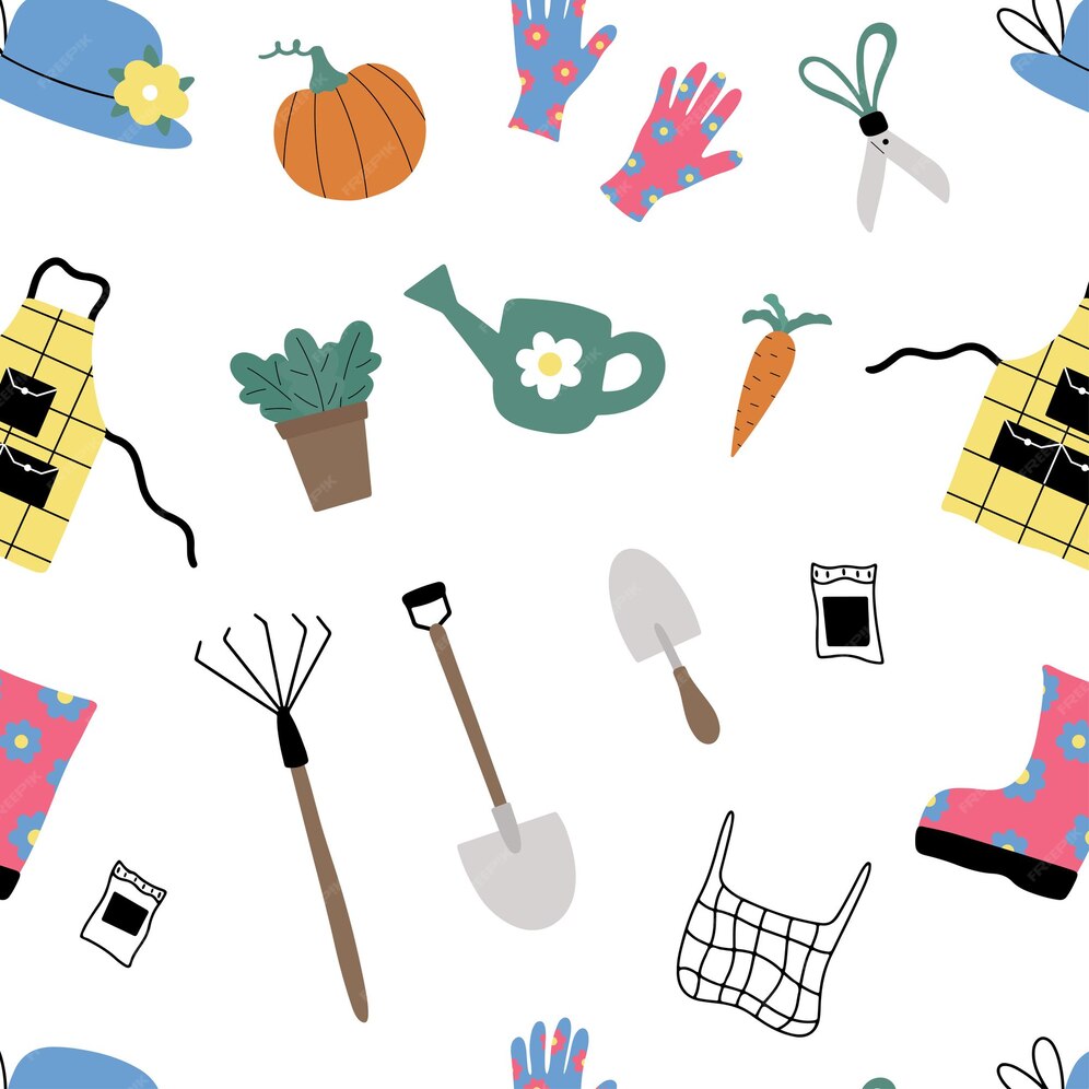 Premium Vector | A set of different gardener tools. vector Premium Vector | A set of different gardener tools. vector