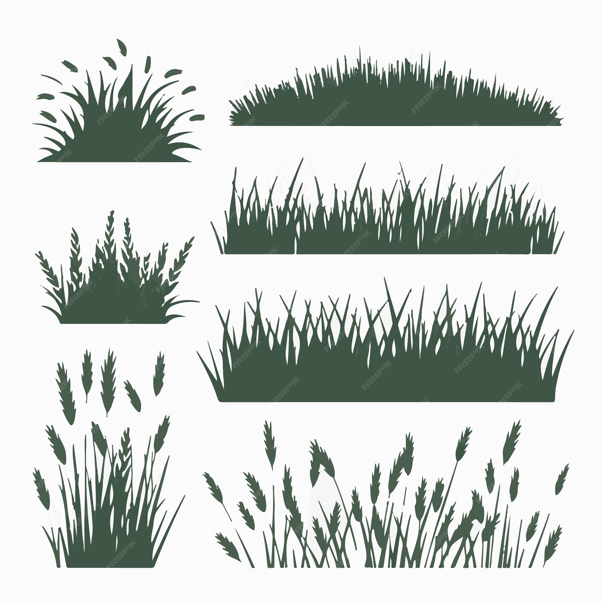 A Set Of Different Types Of Grass And Plants Premium Ai Generated Vector