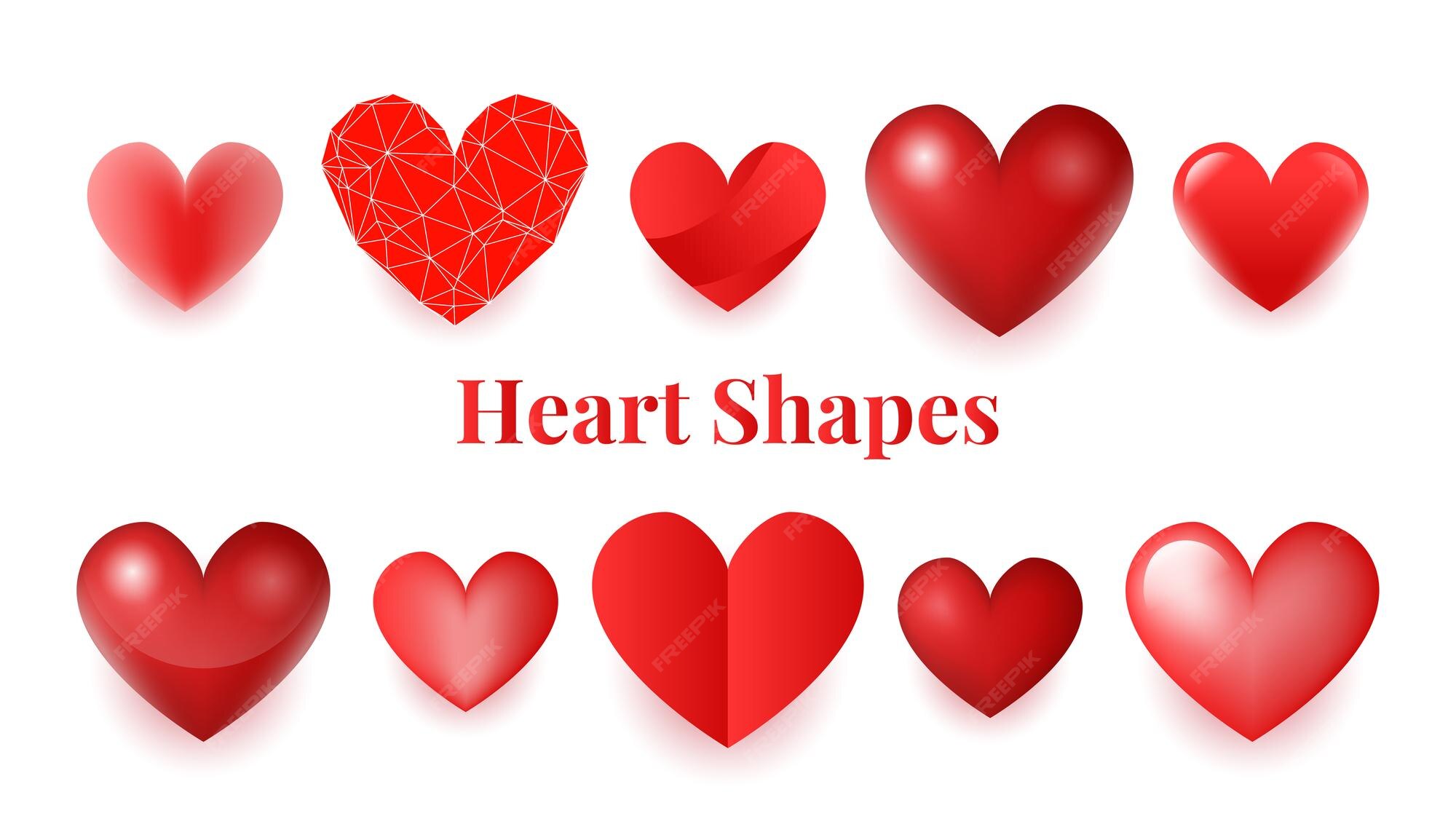 Premium Vector | Set of different types of heart shapes vector Premium Vector | Set of different types of heart shapes vector