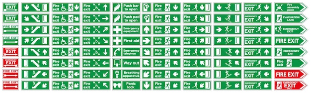 Premium Vector | Set of emergency exit and fire exit signs fire ... Premium Vector | Set of emergency exit and fire exit signs fire ...
