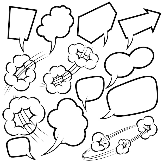 Premium Vector | Set of empty comic speech bubbles. design element for ... Premium Vector | Set of empty comic speech bubbles. design element for ...