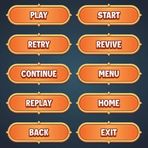 Premium Vector Game Ui Set Of Green Buttons With Editable Text Effect Gui To Build 2d Games