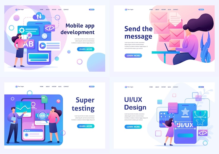 Premium Vector | Set flat 2d concepts mobile app ui ux design super ...