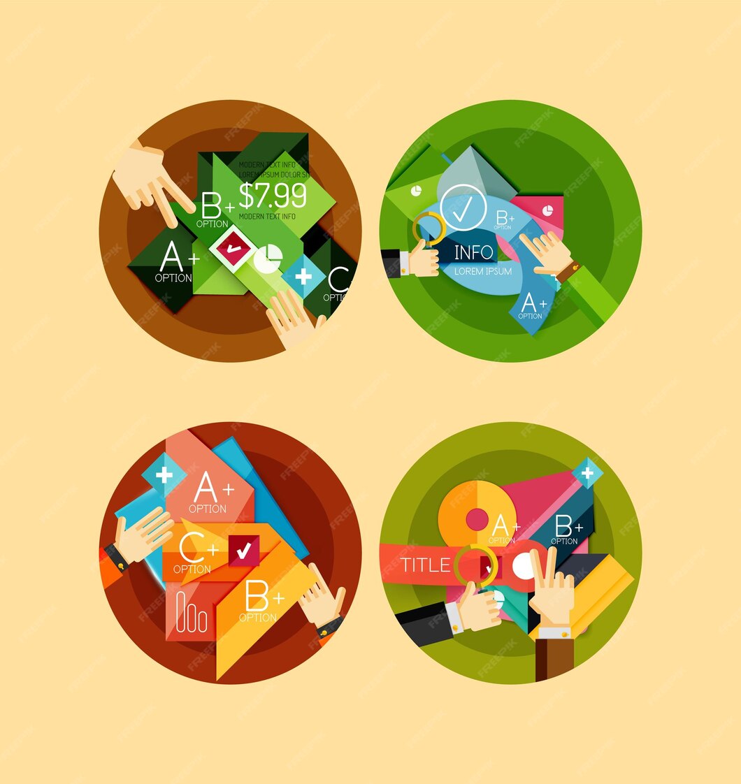 Premium Vector | Set of flat design circle infographic icons Premium Vector | Set of flat design circle infographic icons