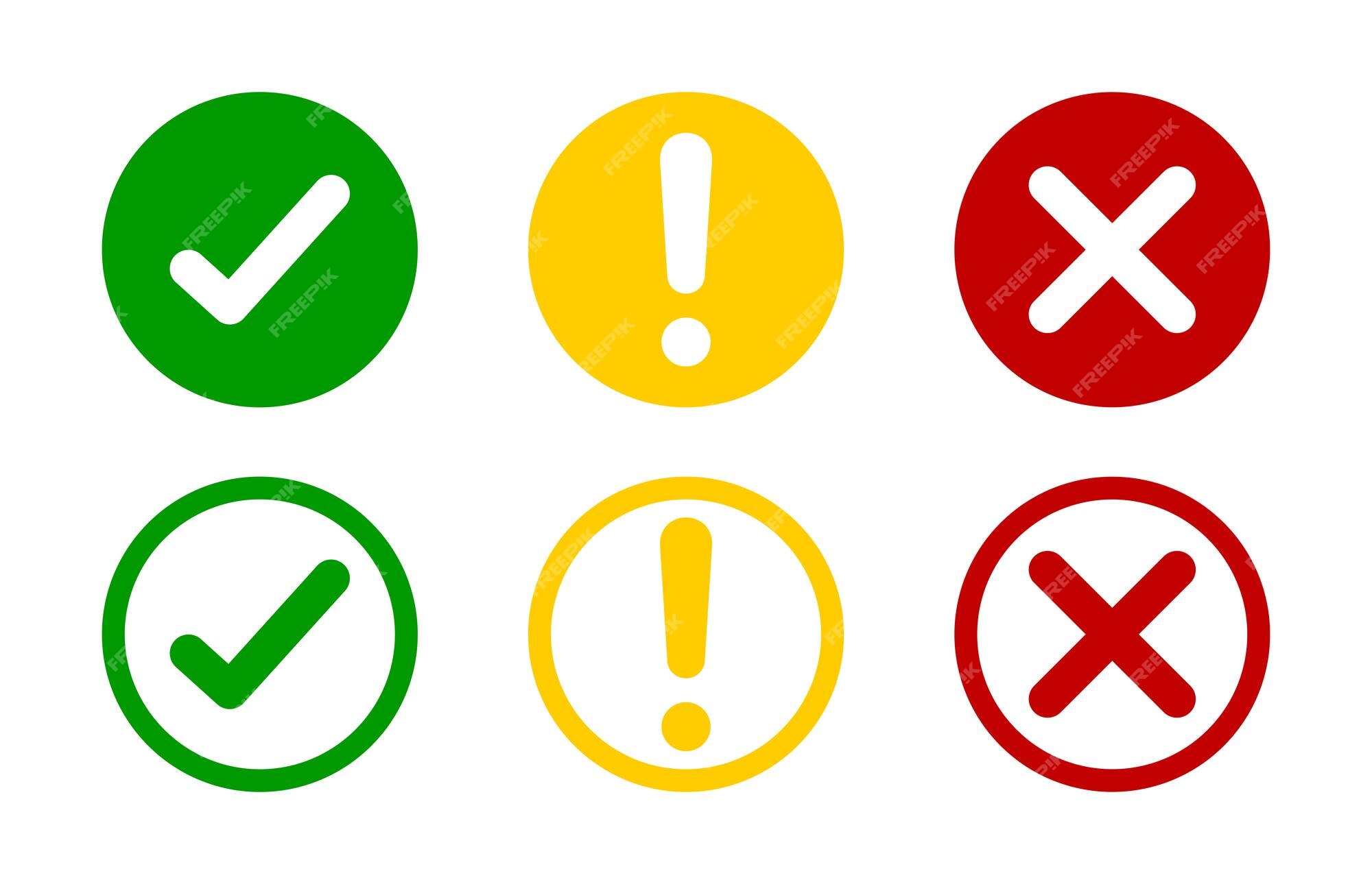 Premium Vector | Set of flat round check mark exclamation point X mark ... Premium Vector | Set of flat round check mark exclamation point X mark ...