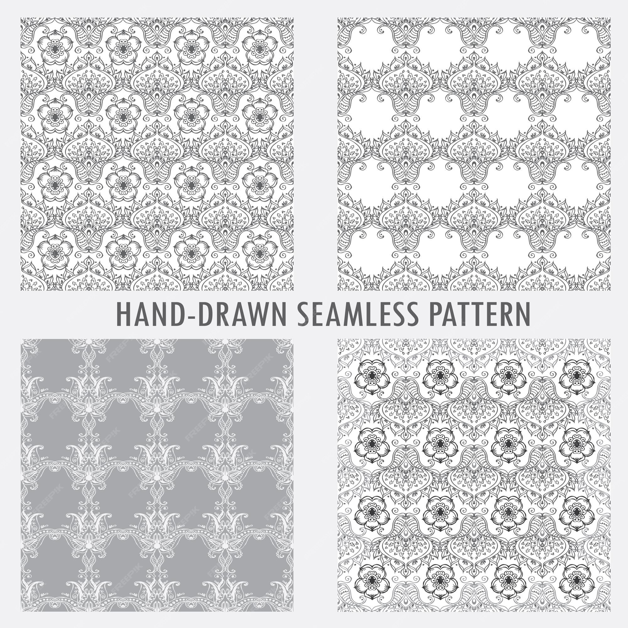 Premium Vector | A set of four abstract floral vector seamless patterns Premium Vector | A set of four abstract floral vector seamless patterns